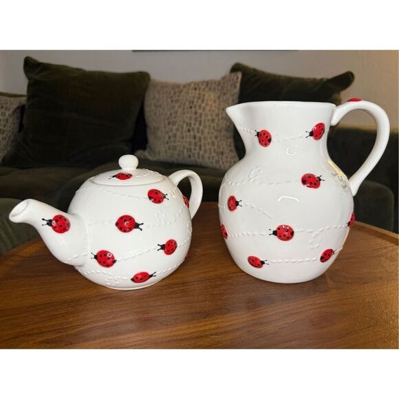 LANG | Dining | Lang Ladybug Teapot Pitcher Set Hand Painted Raised ...